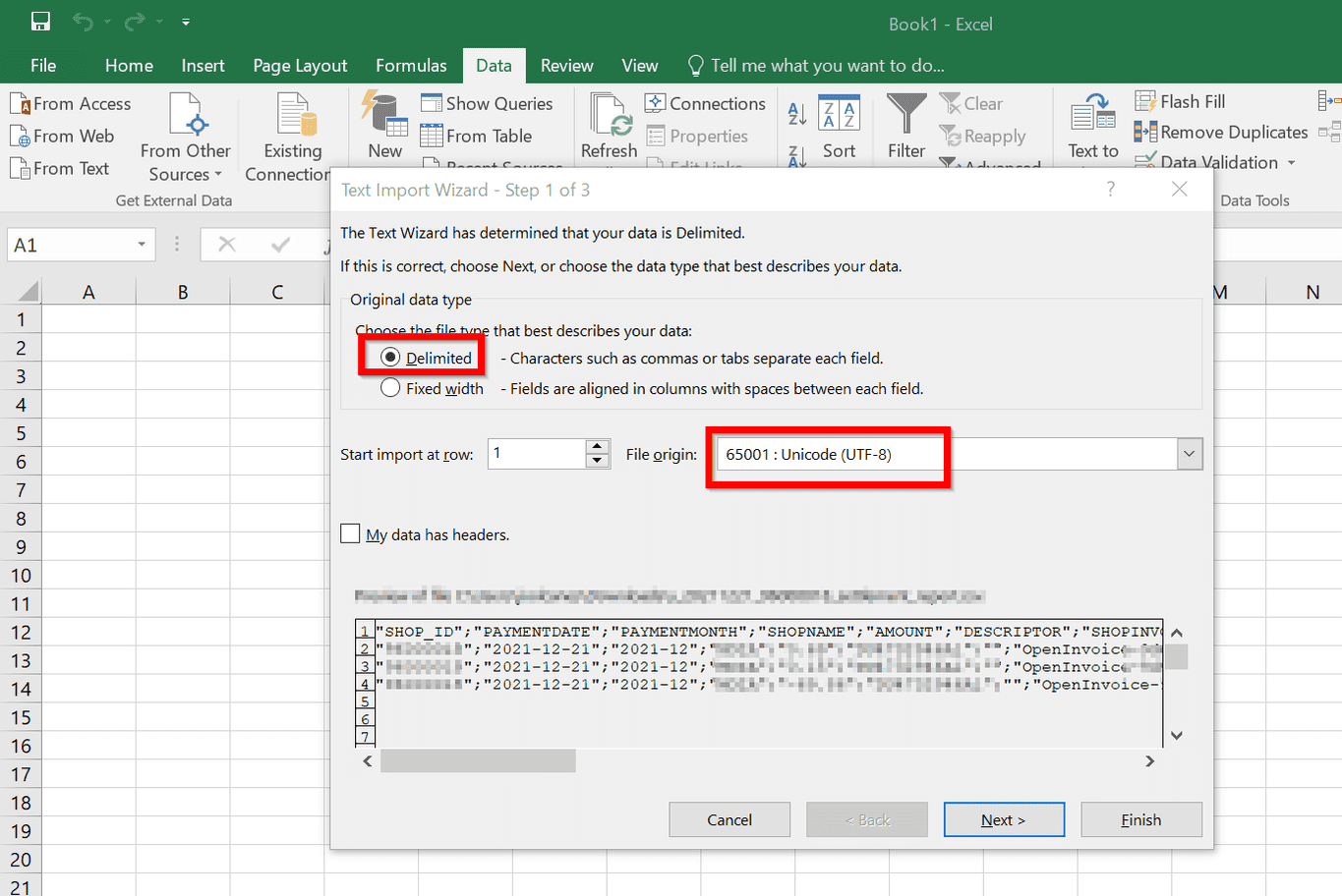 How to import a CSV settlement report into Excel