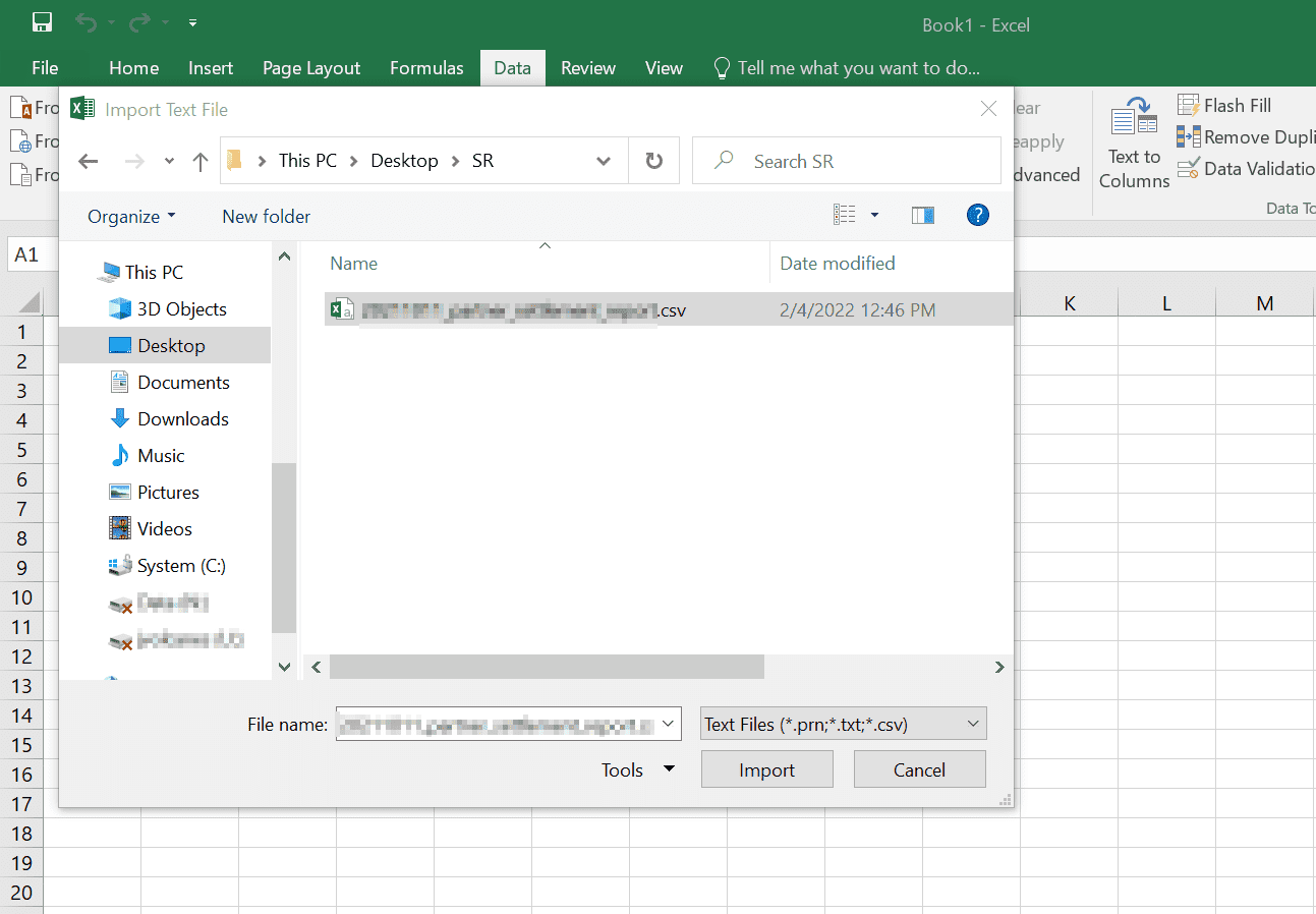 How to import a CSV settlement report into Excel